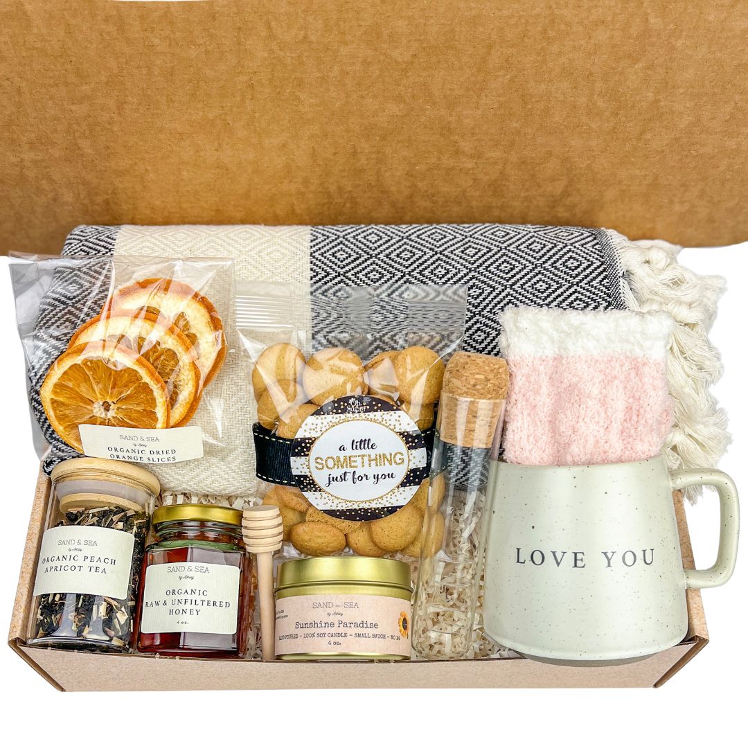 Cozy Gift Basket with Blanket - Comfort Gift Basket – Sand & Sea by Ashley